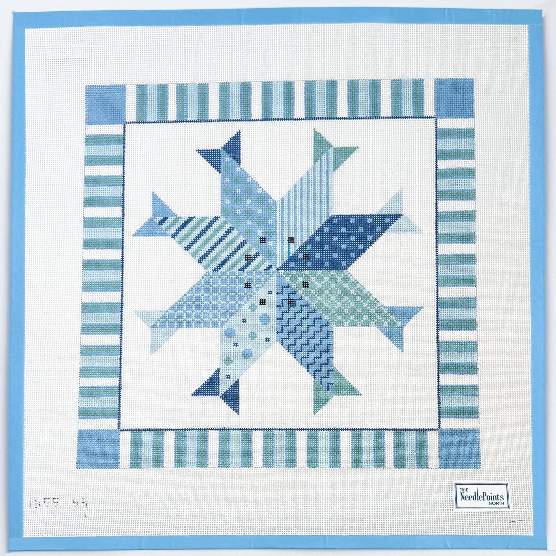 Quilt Blue Pinwheel Fish – The NeedlePoints North